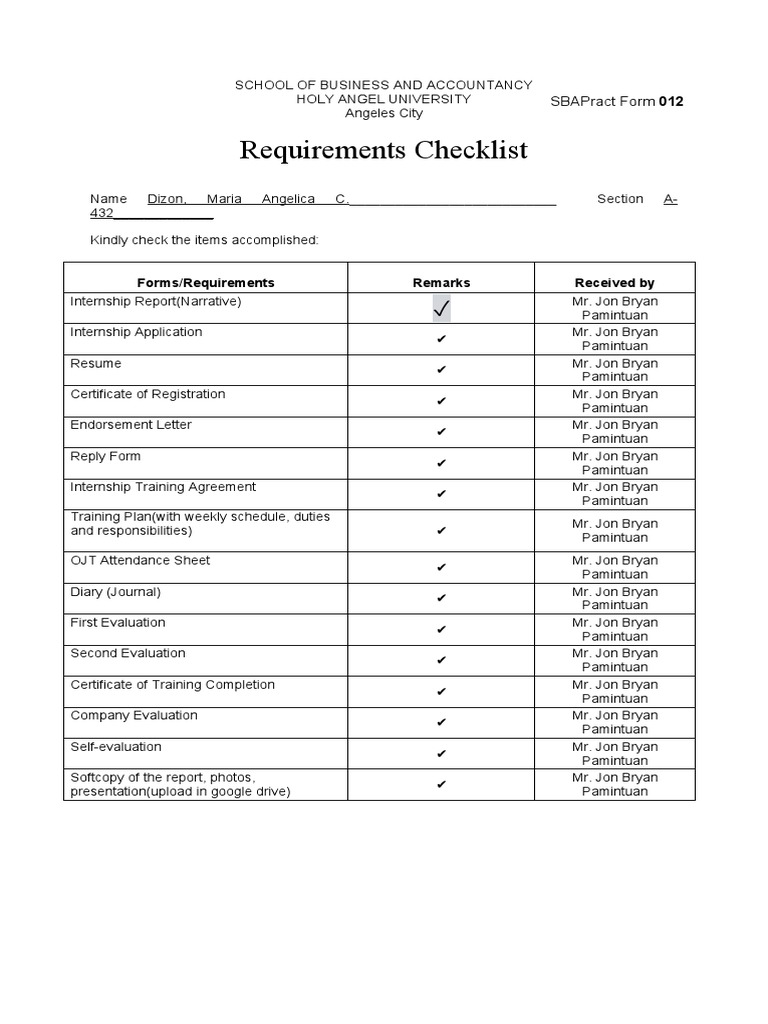 Requirements Checklist | PDF