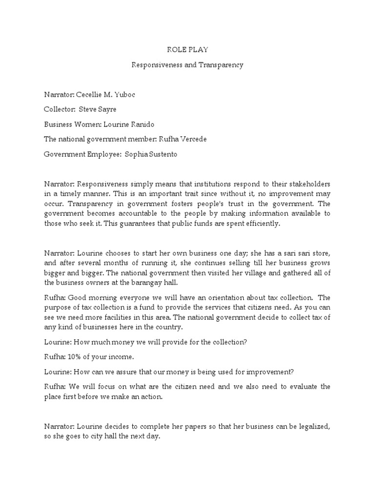 Role Play Script | PDF | Taxes | Business