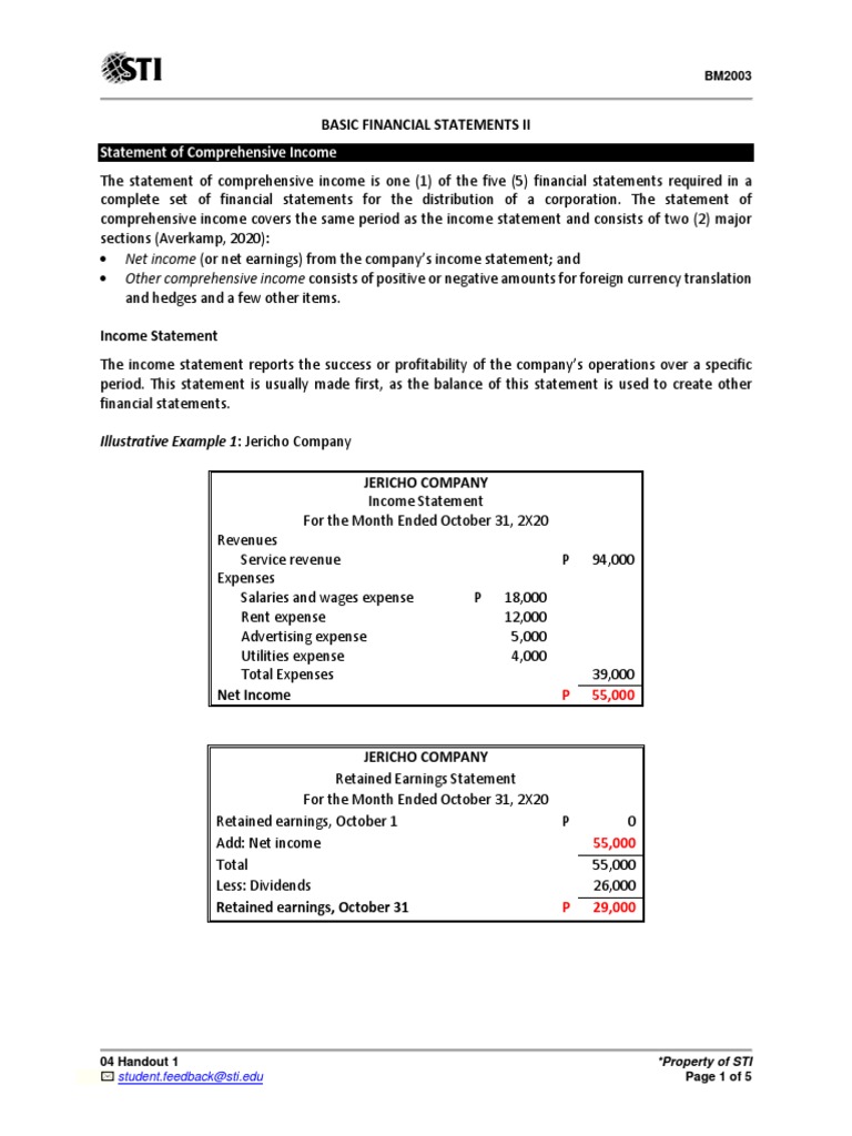 Statement of Comprehensive Income: Basic Financial Statements Ii | PDF ...