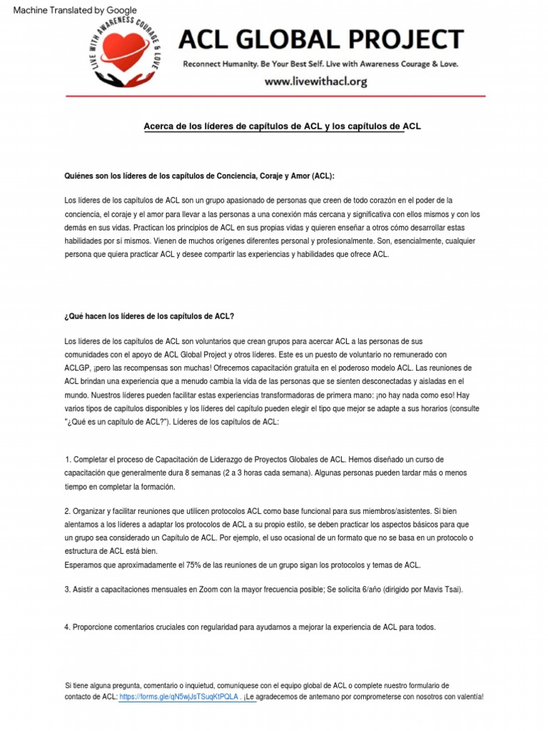 About ACL Chapter Leaders and ACL Chapters (Español) | PDF | Amor