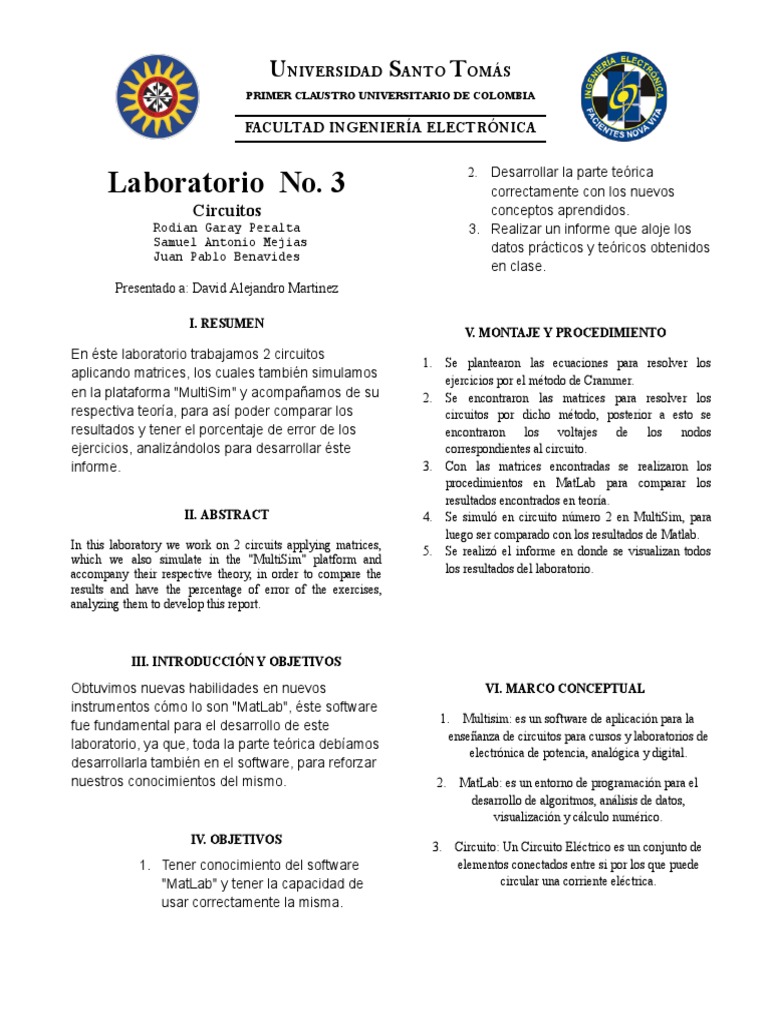 Laboratorio 3 Circuitos | PDF | Electrónica | Matlab