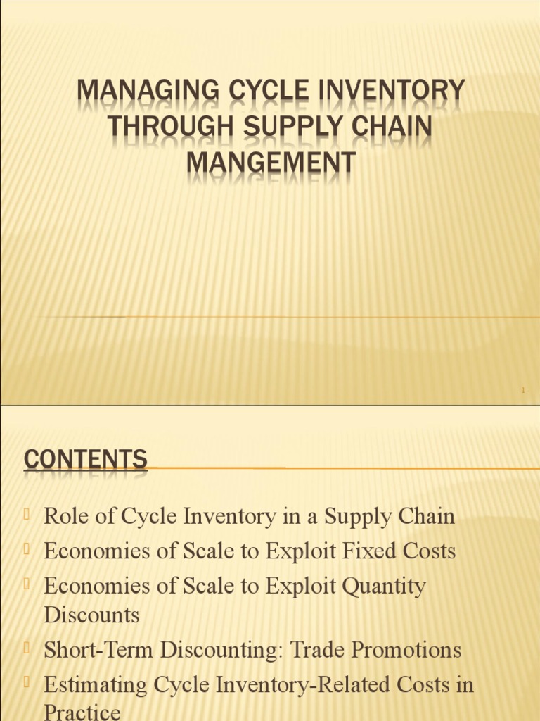 Cycle Inventory | PDF | Inventory | Supply Chain