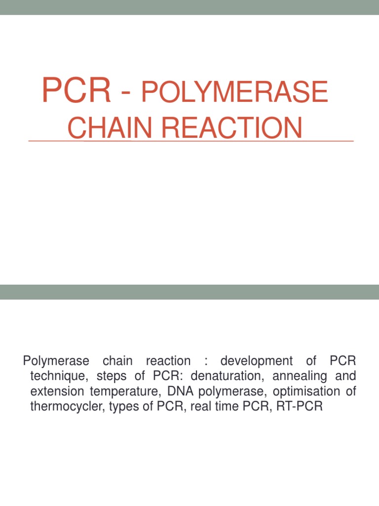 PCR Polymerase Chain Reaction PPT 1 1 | PDF | Real Time Polymerase ...
