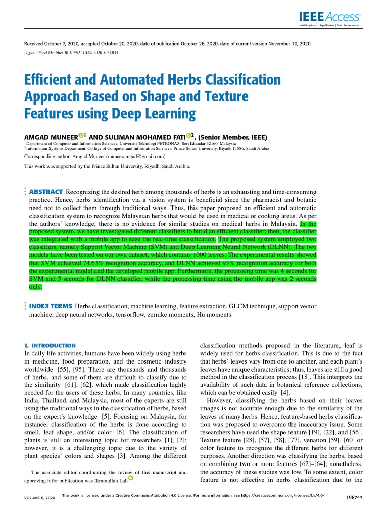 Efficient and Automated Herbs Classification Approach Based On Shape ... Efficient and Automated Herbs Classification Approach Based On Shape ...