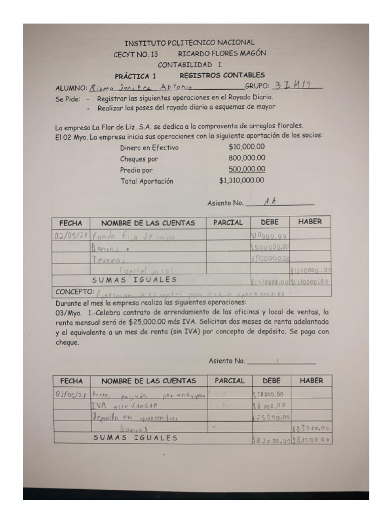 Práctica 1 Registros Contables | PDF