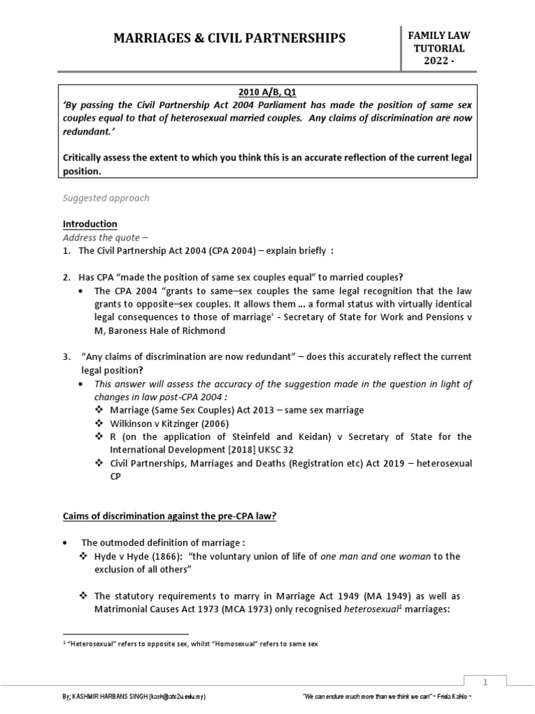 Marriages and Civil Partnerships - PT Tutorial 130922 | PDF