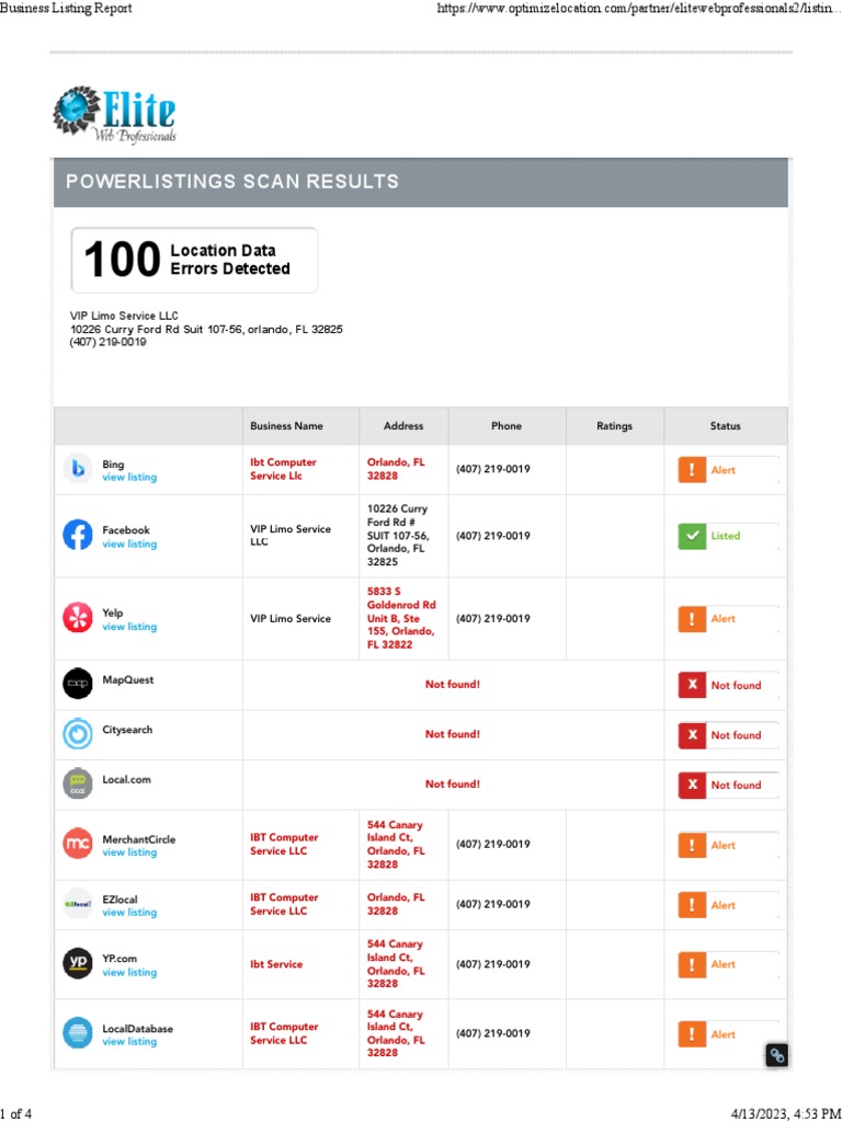 Powerlistings Scan Results: Location Data Errors Detected | PDF