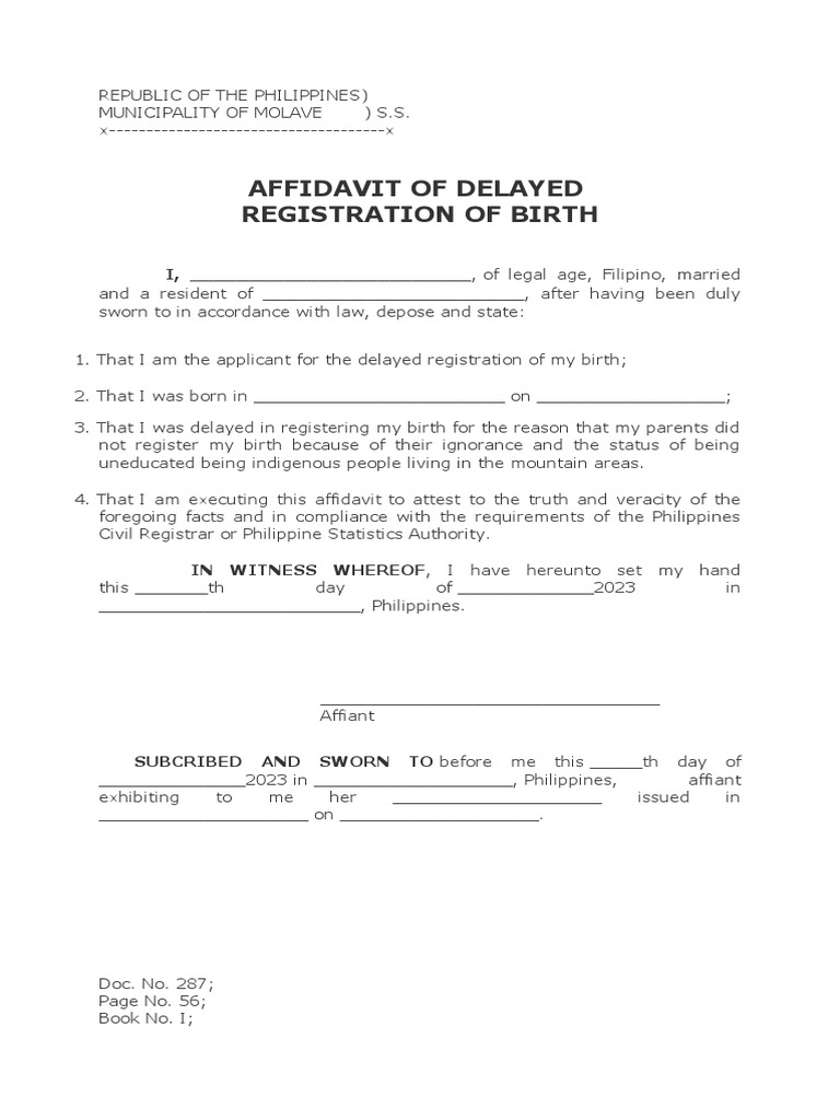 Affidavit of Late Registration | PDF