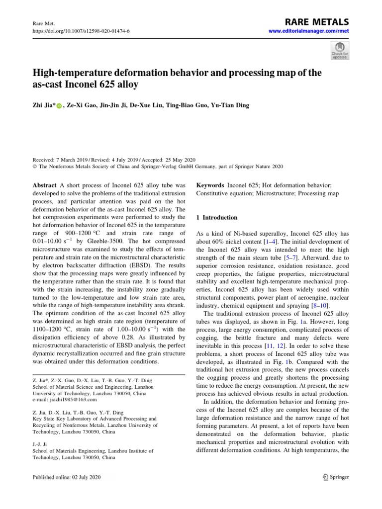 High Temperature Deformation Behavior And Processing Map Of The As Cast