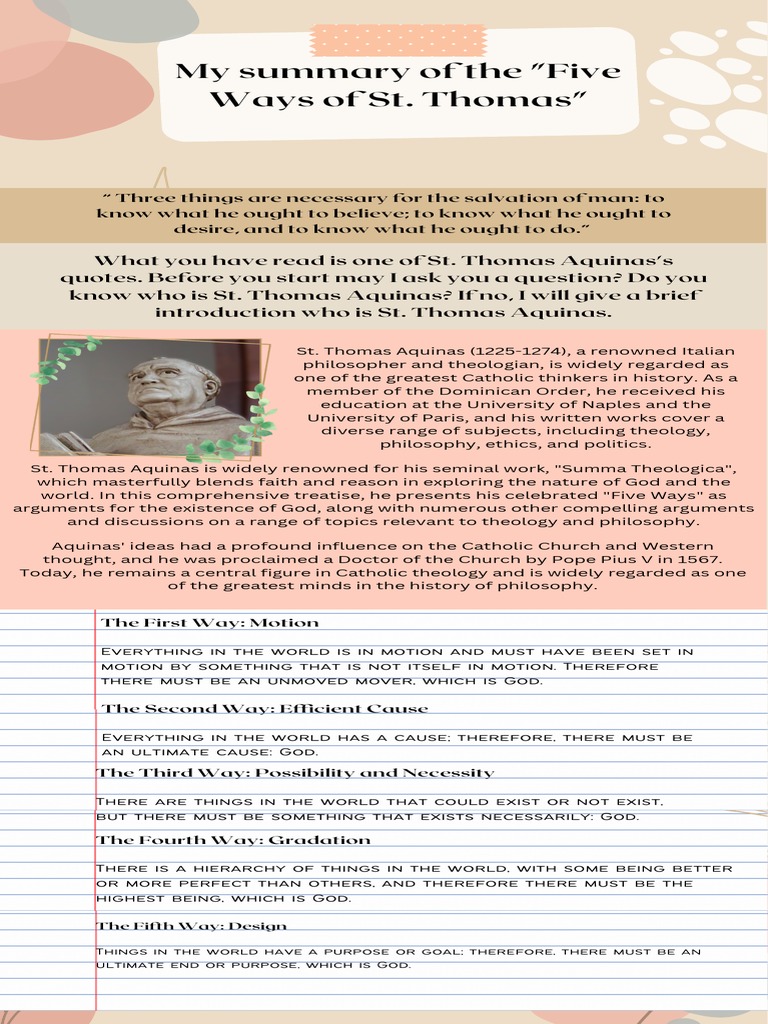 Five Ways of St. Thomas Infographics | PDF | Thomas Aquinas | Theology