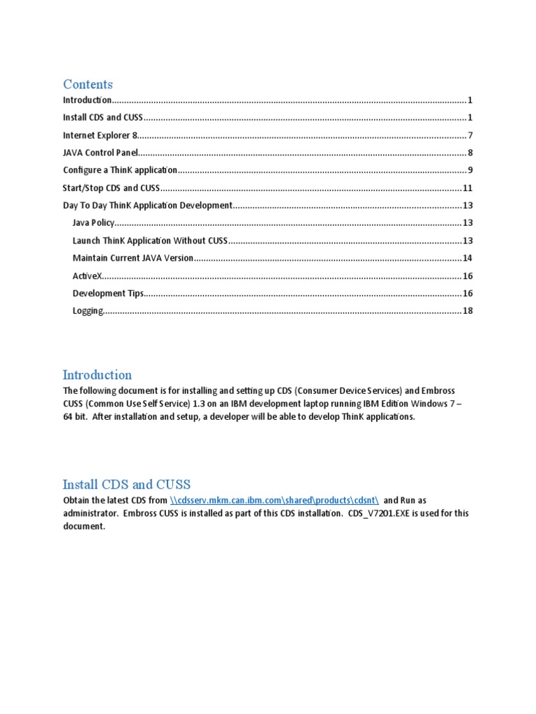 A Guide to Installing and Configuring CDS, CUSS and Developing ThinK ... A Guide to Installing and Configuring CDS, CUSS and Developing ThinK ...