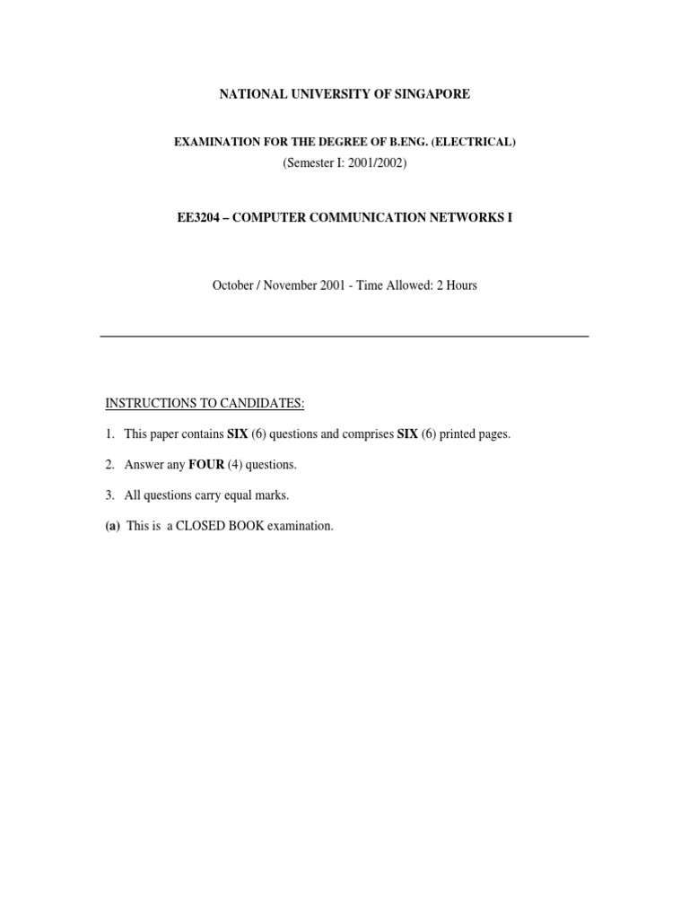 EE3204 Nov 01 | PDF | Computer Network | Router (Computing)