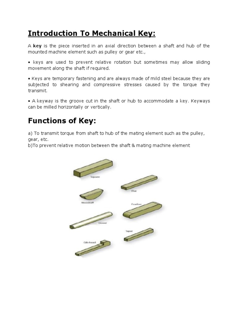 Mechanical Keys Theory | PDF | Tools | Machines
