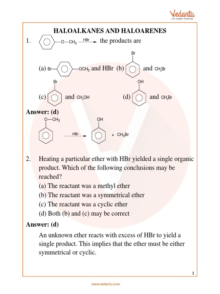 NEET Haloalkanes and Haloarenes Important Questions | PDF | Ether | Amine
