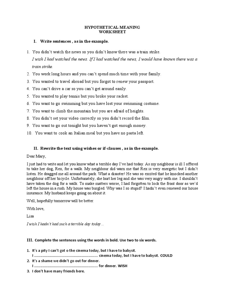 Hypothetical Meaning - Students | PDF