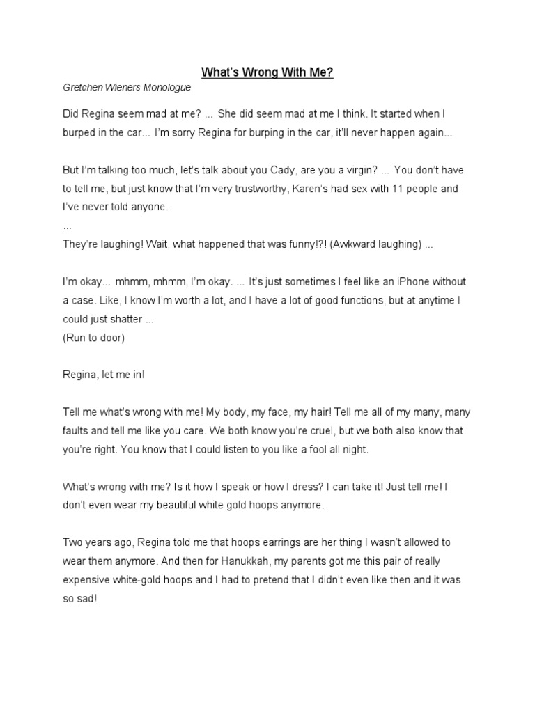 Gretchen Wieners Monologue - KJ Gatenby | PDF | Poetry