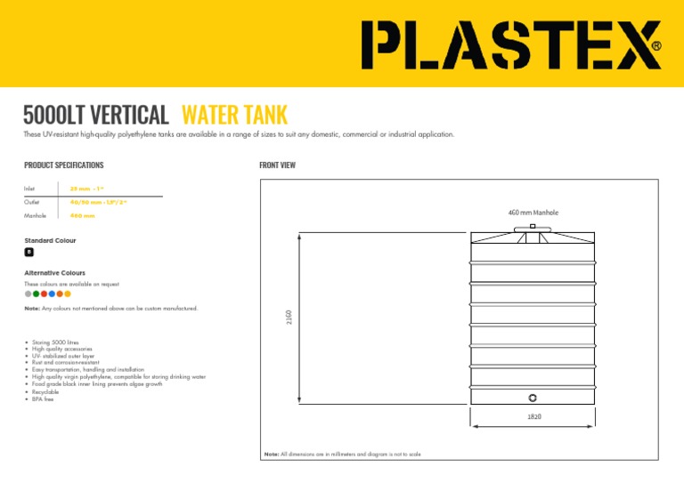 5000L Vertical Water Tank Specifications | PDF | Home & Garden