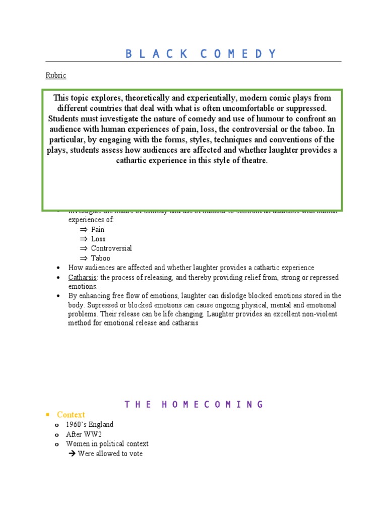 Black Comedy Notes | PDF | Humour | Comedy