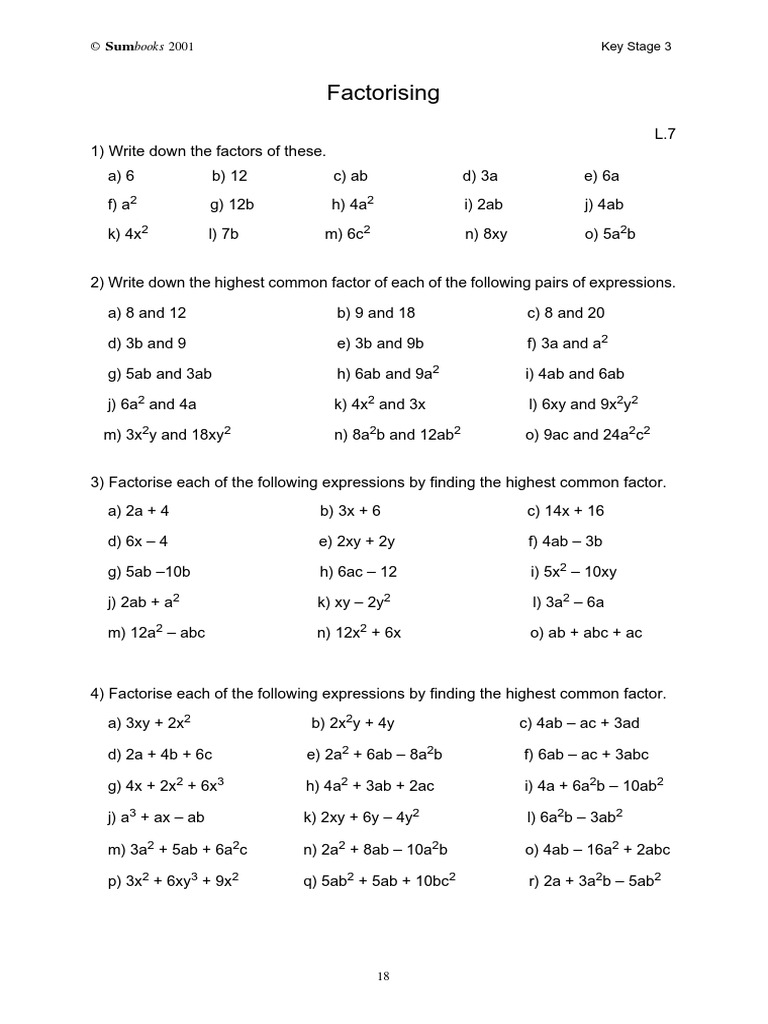 Factorising | PDF | Teaching Methods & Materials