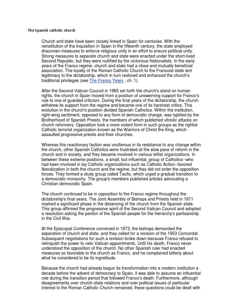 Franco's Church-State Dynamics in Spain | PDF | Francoist Spain ...