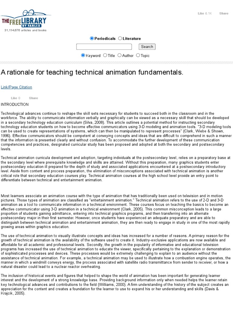 A Rationale For Teaching Technical Animation Fundamentals.: Periodicals ...