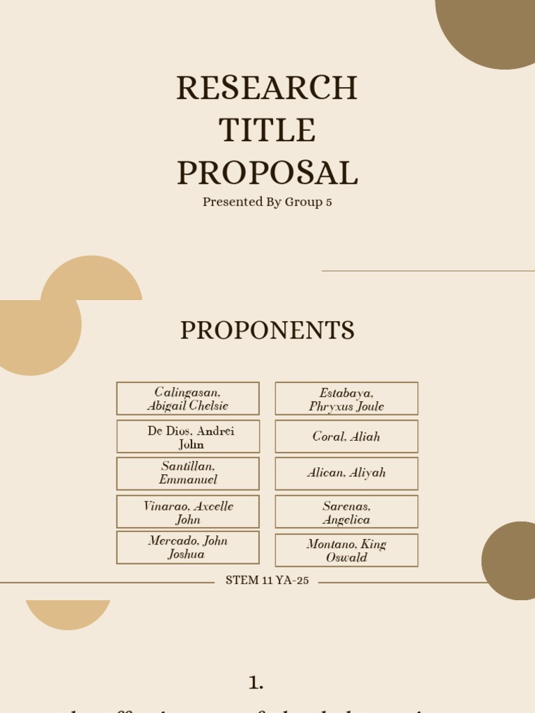 Research title proposal by Groub 5 | PDF