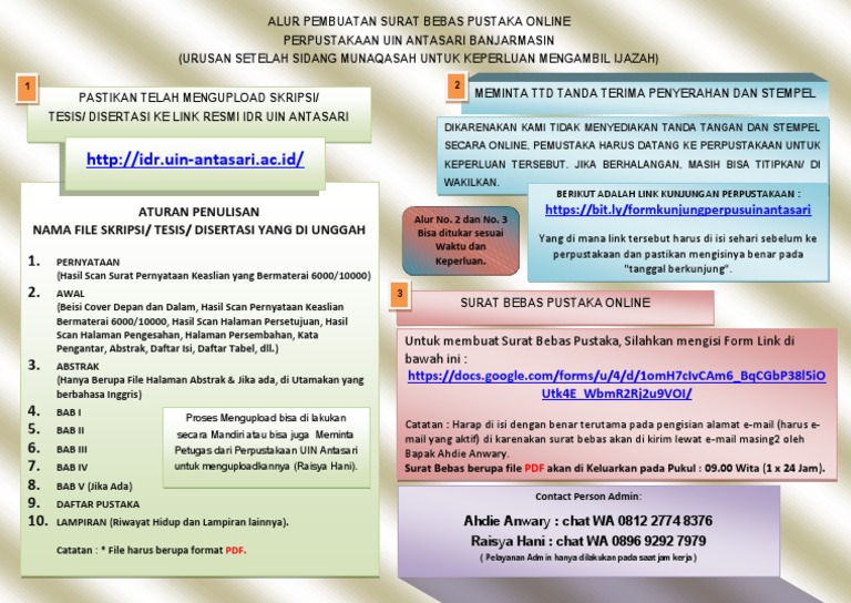 ALUR PEMBUATAN SURAT BEBAS PUSTAKA UIN | PDF