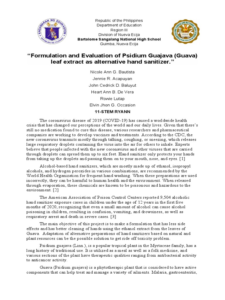 Formulation and Evaluation of Psidium Guajava (Guava) Leaf Extract As ...