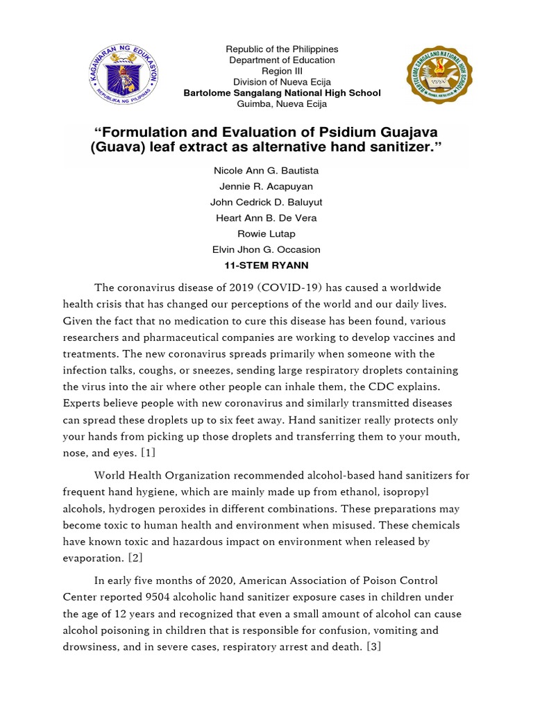 Hand Sanitizer Pdf Polyphenol Disinfectant