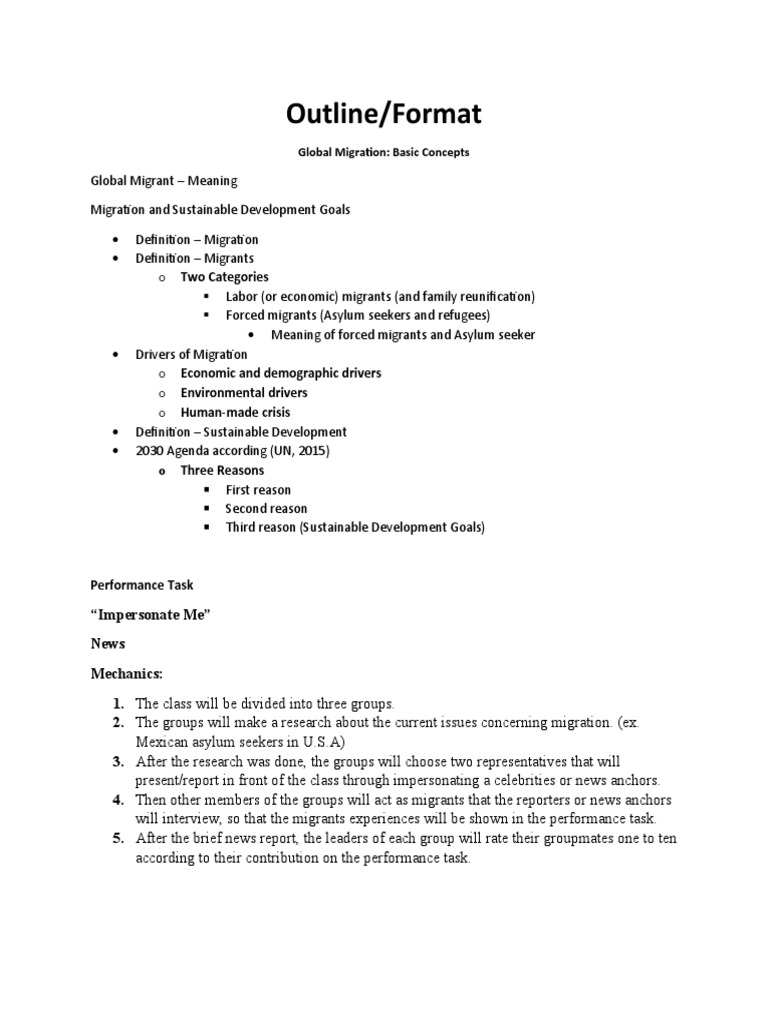 Global Migration - Basic Concepts - Outline - of - PPT | PDF