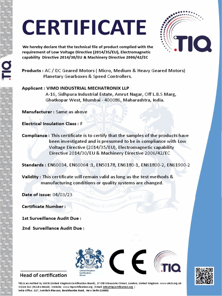 Ce Complaince Draft Certificate | PDF