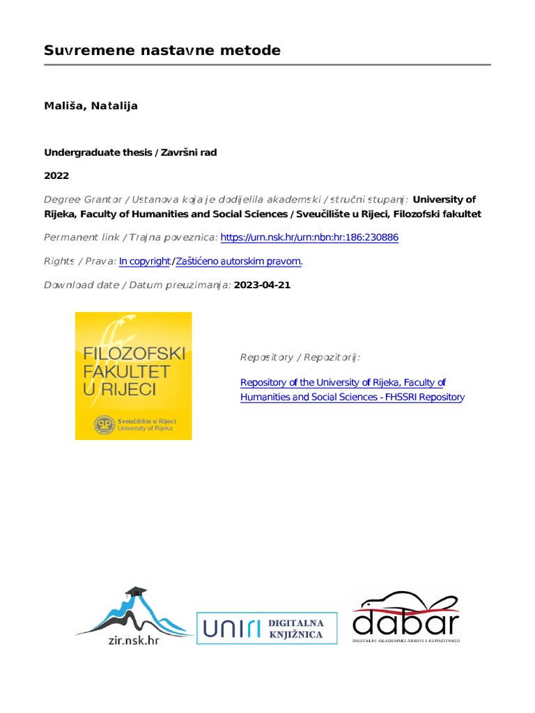 Malisa Natalija Zavrsni Rad SNM | PDF