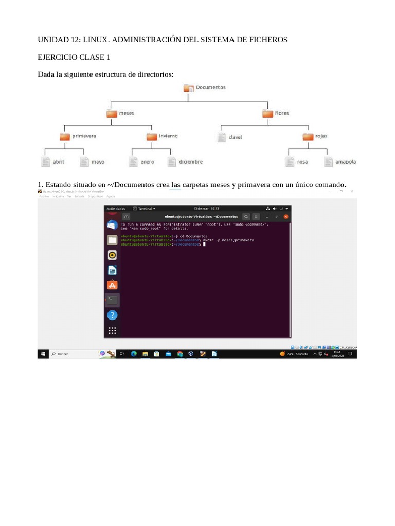 Práctica 1 Linux Árbol de Directorios | PDF