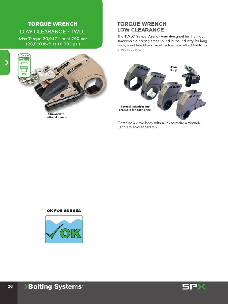 Low Clearance Torque Wrench TWLC Series | PDF | Nut (Hardware ...