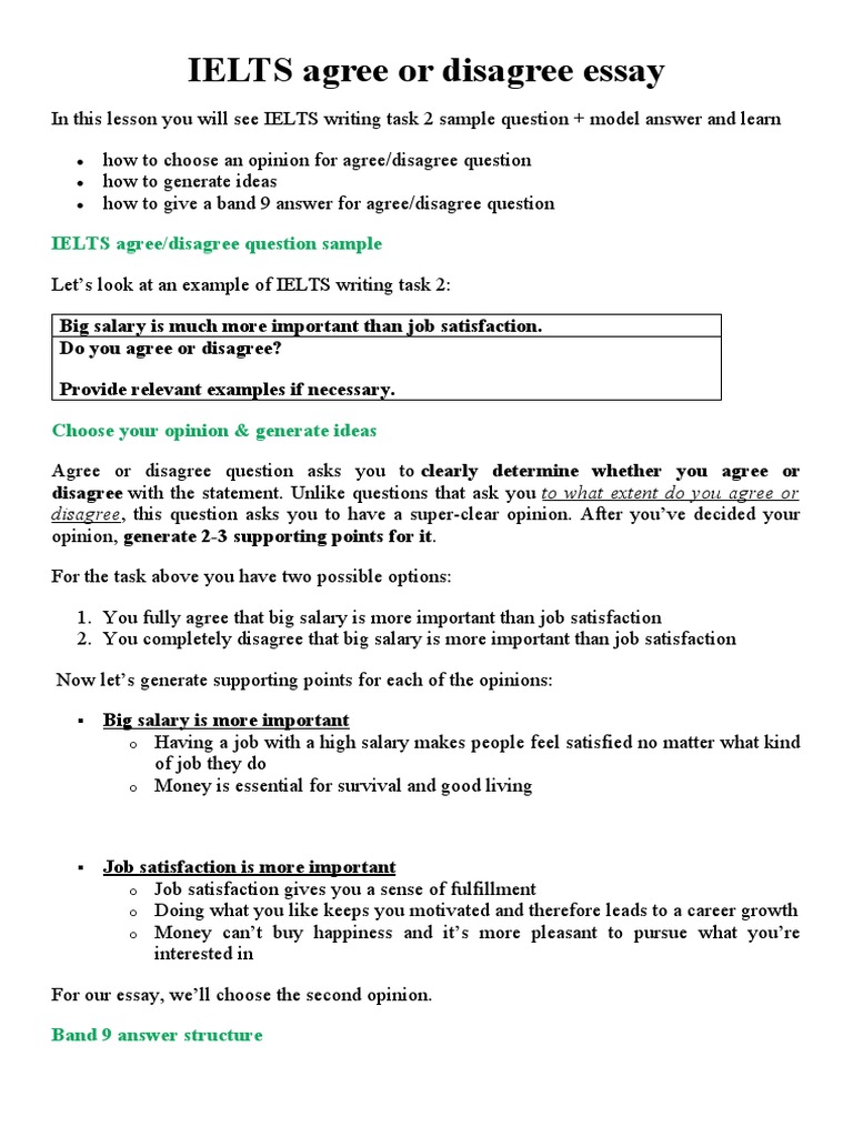 IELTS Agree or Disagree Essay | PDF