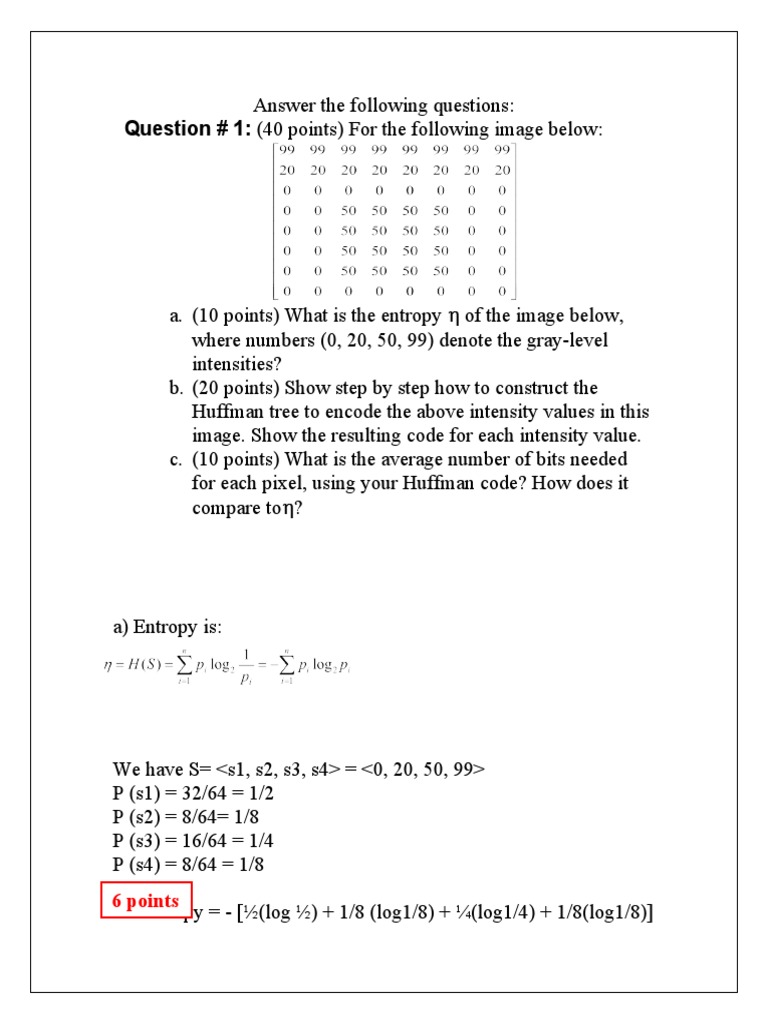 Question # 1: (40 Points) For The Following Image Below | PDF