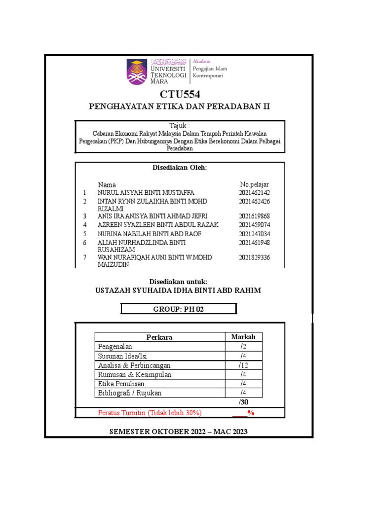 Kertas Kerja - Kumpulan 2 - Ctu554 - PH03 | PDF