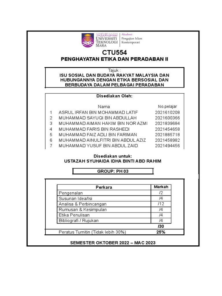 CTU554 - Group 3 (KERTAS KERJA) | PDF | Sains & Matematika