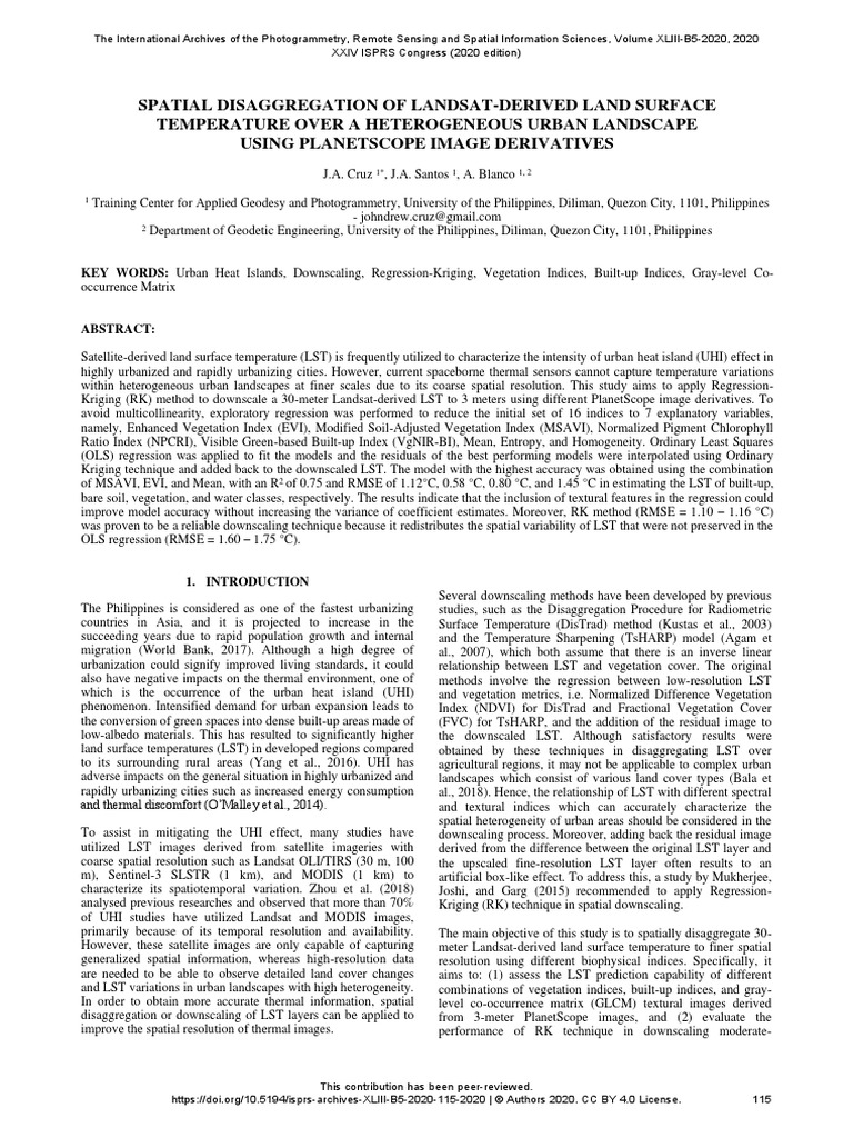 Spatial Disaggregation of Landsat-Derived Land Surface Temperature Over A Heterogeneous Urban ...