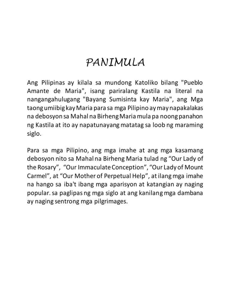 Pagpapakilala Sa Mahal Na Ina | PDF