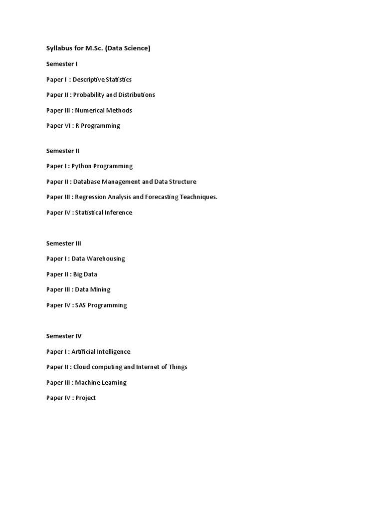 M.Sc. Data Science Syllabus | PDF