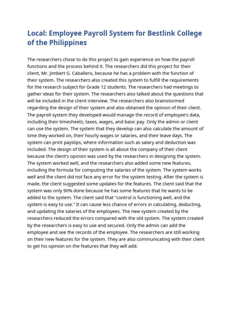 Student Payroll System Project | PDF | Payroll | User (Computing)