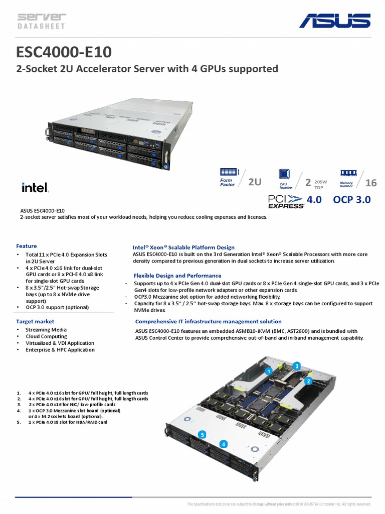 DataSheet ESC4000-E10 20210521 | PDF | Graphics Processing Unit | Computer Engineering