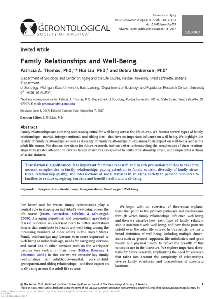Family Relationships and Well-Being | PDF | Social Support | Grandparent