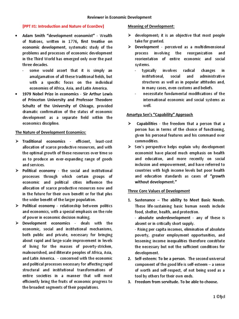 Reviewer in Economic Development | PDF | Taxes | Poverty