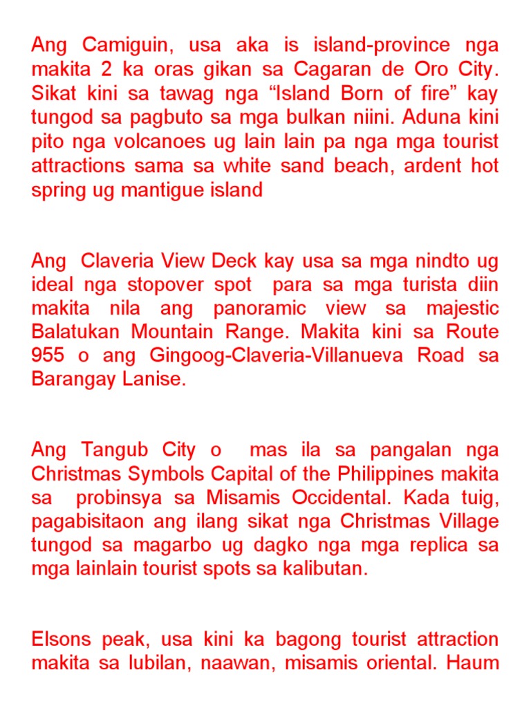 Mga Atraksyon Sa Rehiyon X | PDF