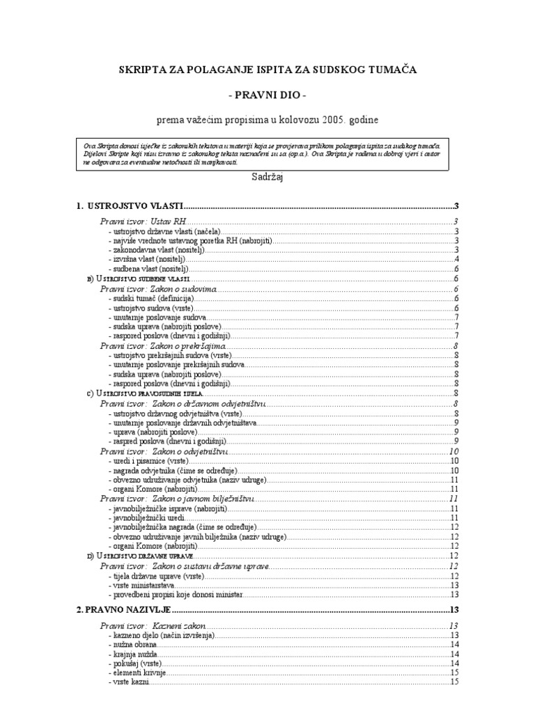 1skripta Za Polaganje Ispita Za Sudskog Tuma - A - Pravni Dio | PDF
