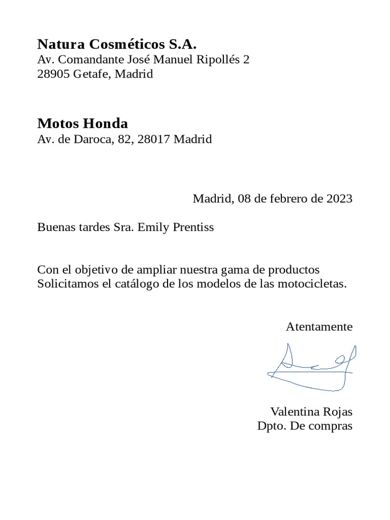 Carta Con Estilo Bloque Modificado | PDF