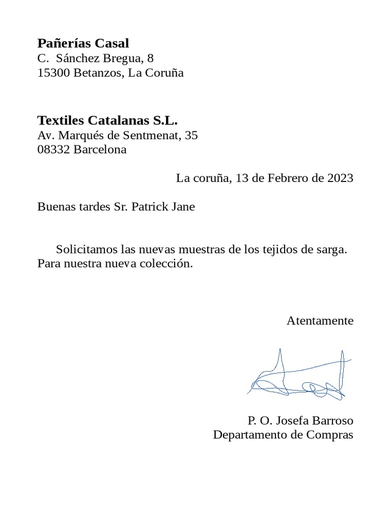 Carta con estilo Semi Bloque | PDF