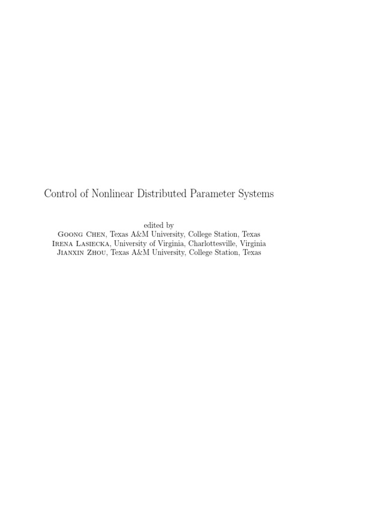 Control of Nonlinear Distributed Paramet-1 | PDF | Nonlinear System | Partial Differential Equation